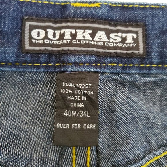 Outkast | Jeans | Vtg Outkast Mens 4x34 Blue Jeans Yellow Graffiti Back ...